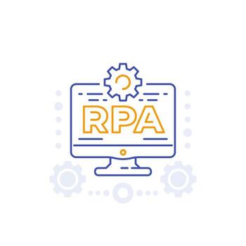 RPA vector icon with gears, robotic process automation technology ...