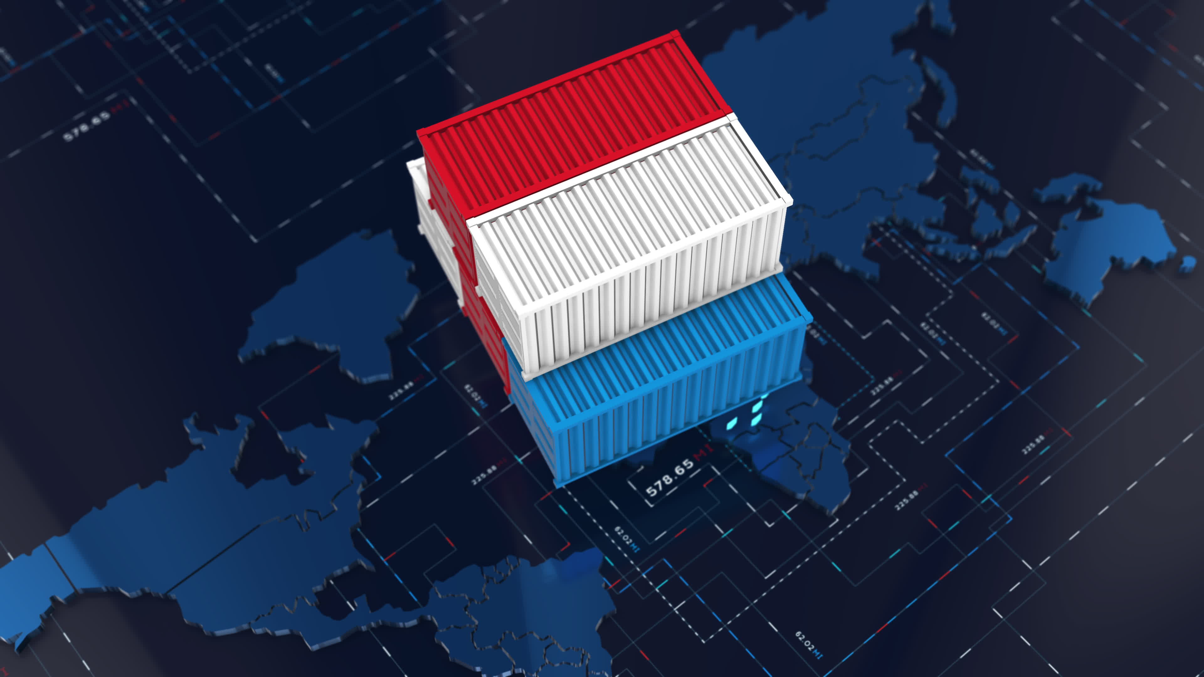 Stack of Containers Boxes Over a 3D World Map 2019342 Stock Video at ...