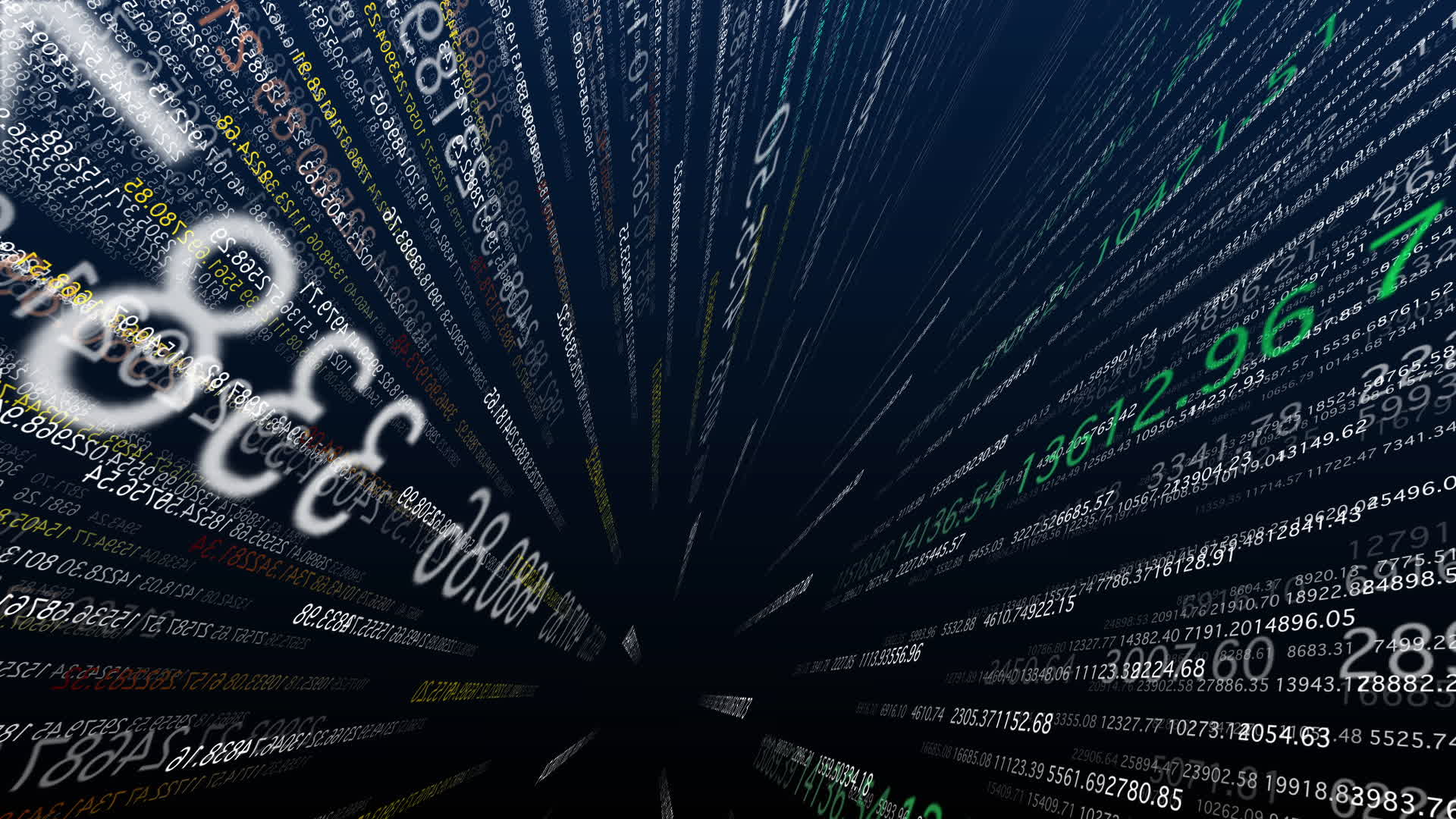 Large database Processing On a blue background And the numbers moving ...