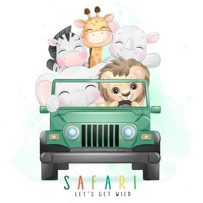 Safari Animals Watercolor Vector Art, Icons, and Graphics for Free Download