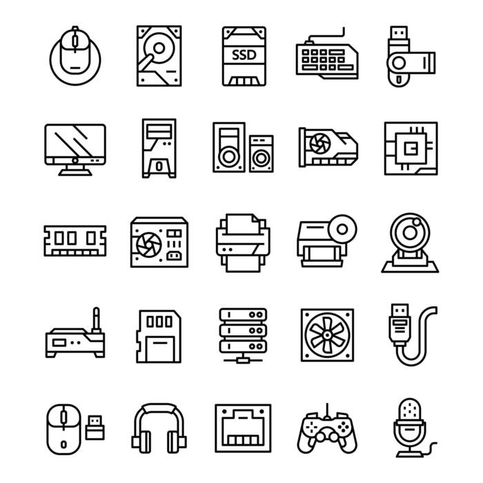 Set of Computer and Hardware icons with blue style. 2144453 - Download ...