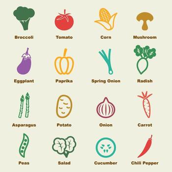 vegetables food set 2607261 Vector Art at Vecteezy