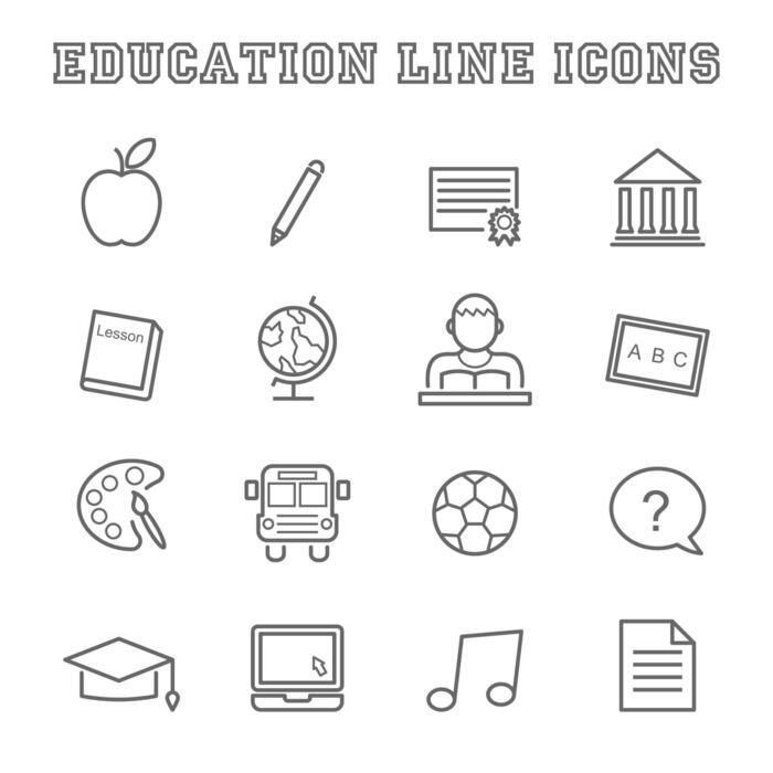 Education Line Icons Vector Art, Icons, and Graphics for Free Download