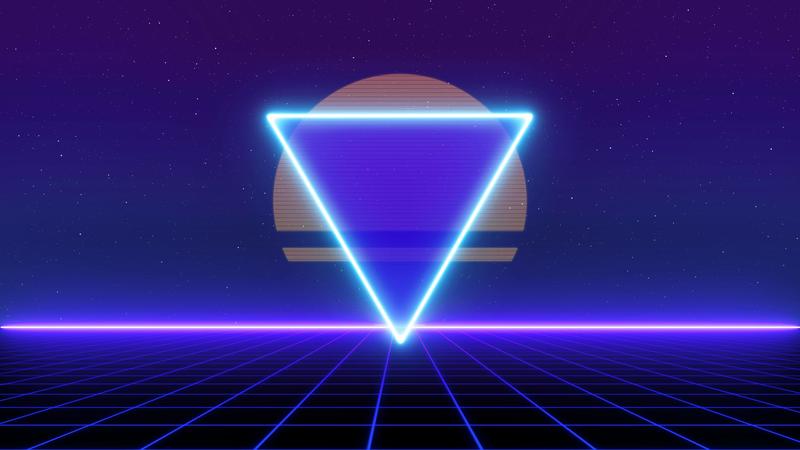 Retro Style 1980 Laser Triangle Grid Moving Over Landscape Background 2222149 Stock Video at ...