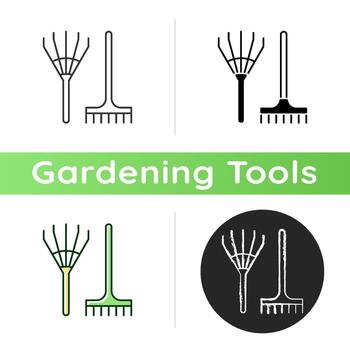 Rake linear icon. Thin line outline symbols on color background. Vector ...