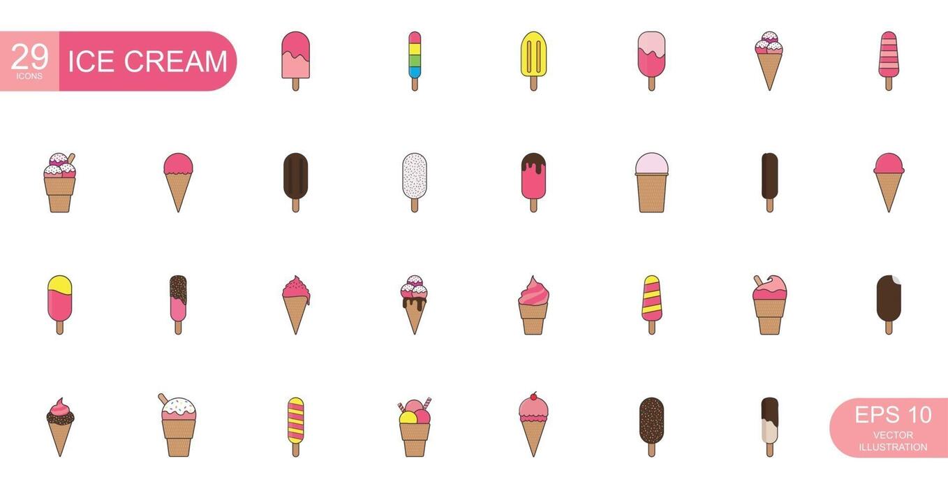 Ice cream icons set 4223080 Vector Art at Vecteezy