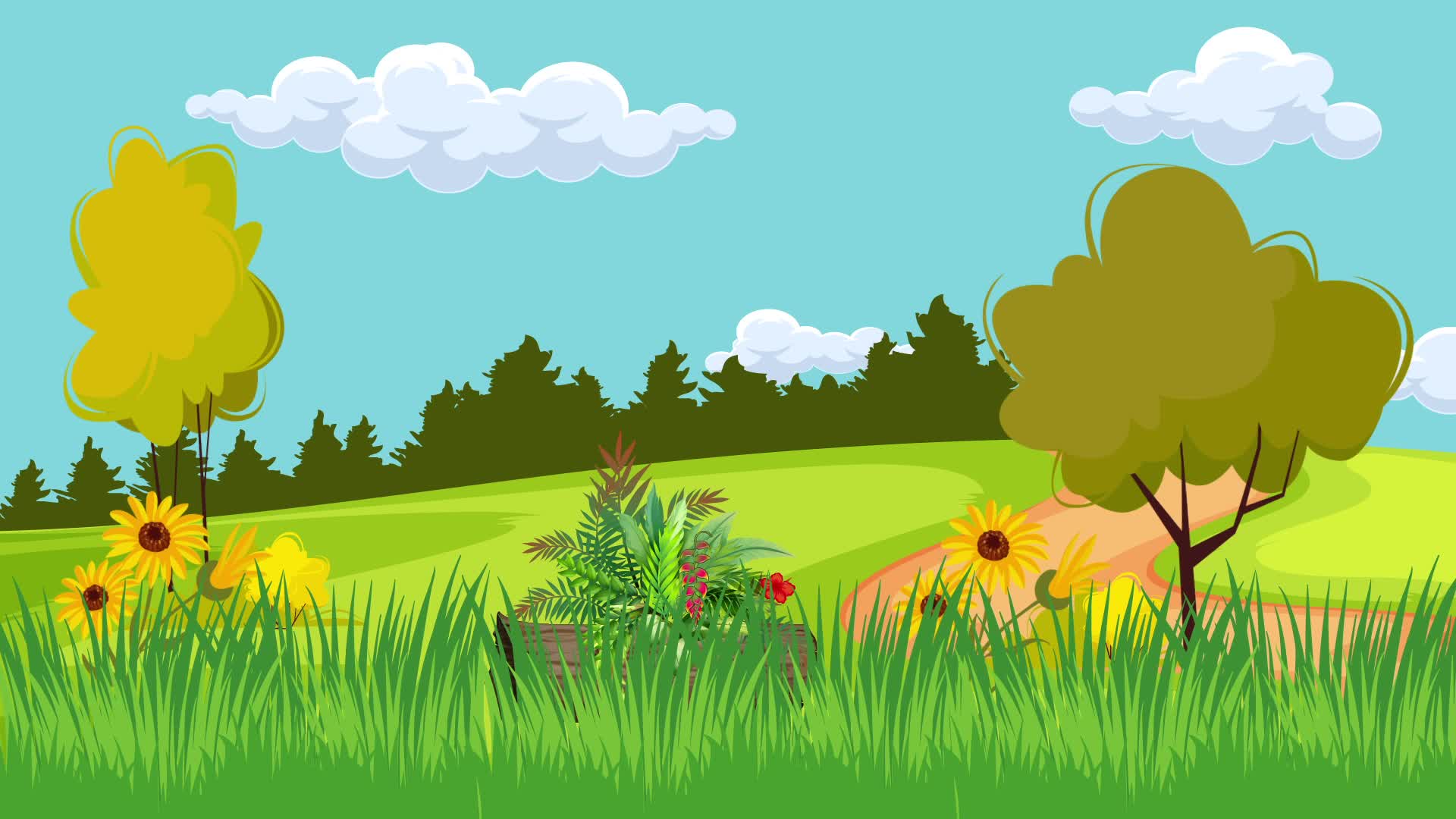 Flowers In Wind In The Green Plain 2382922 Stock Video at Vecteezy