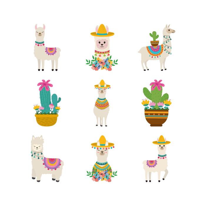linda colección de llamas 2468440 Vector en Vecteezy