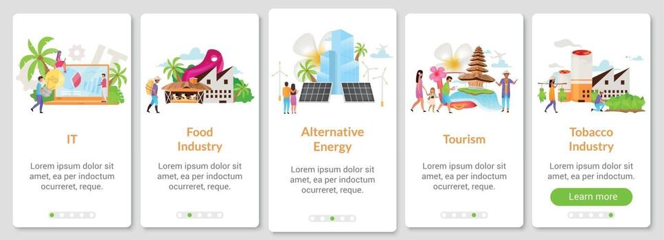 Farming Onboarding Mobile App Screen Vector Template Green Market