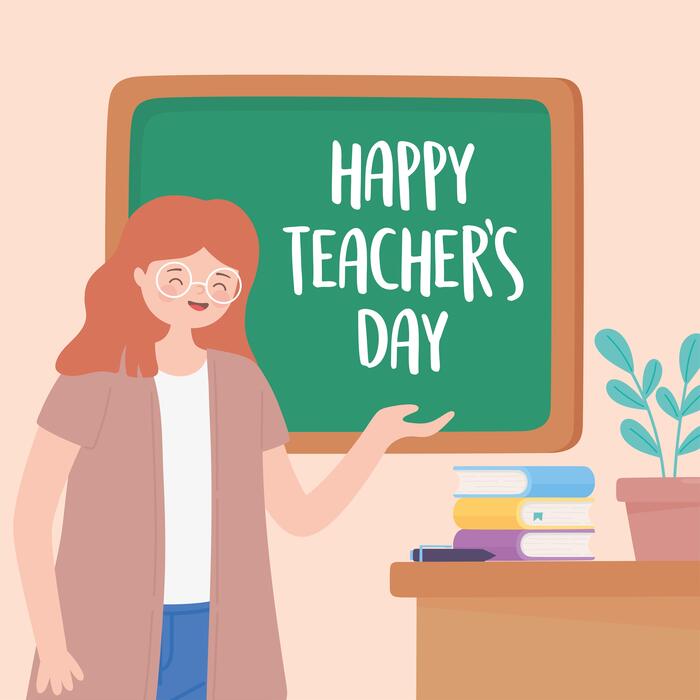happy teachers day, teacher cartoon with supplies school icons 2779328 ...