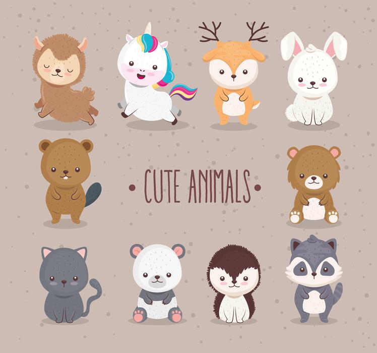 Cute Animal Clipart Vector Art, Icons, and Graphics for Free Download