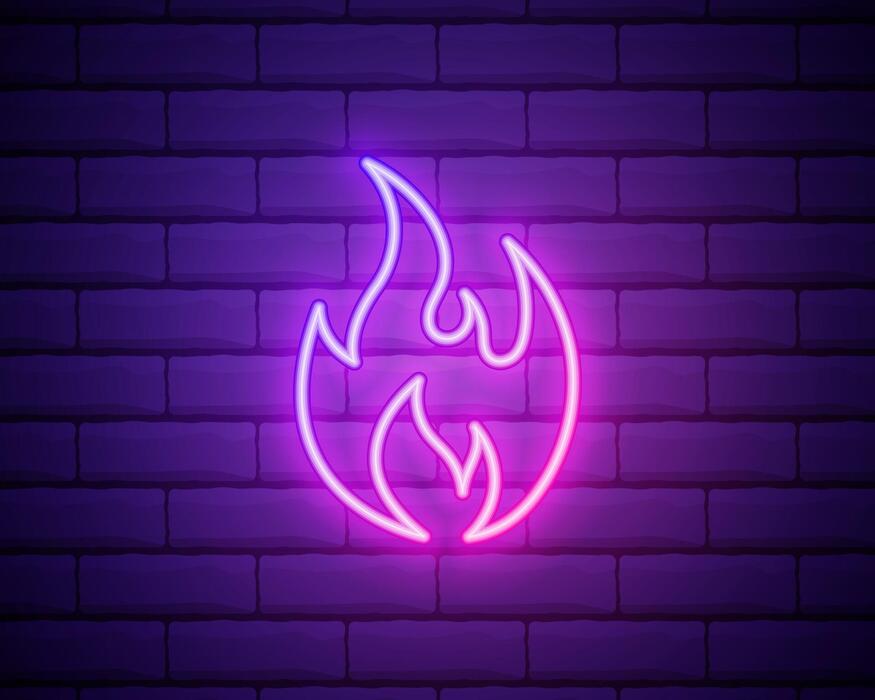 Neon fire icon. Elements in neon style icons. Simple neon flame icon ...