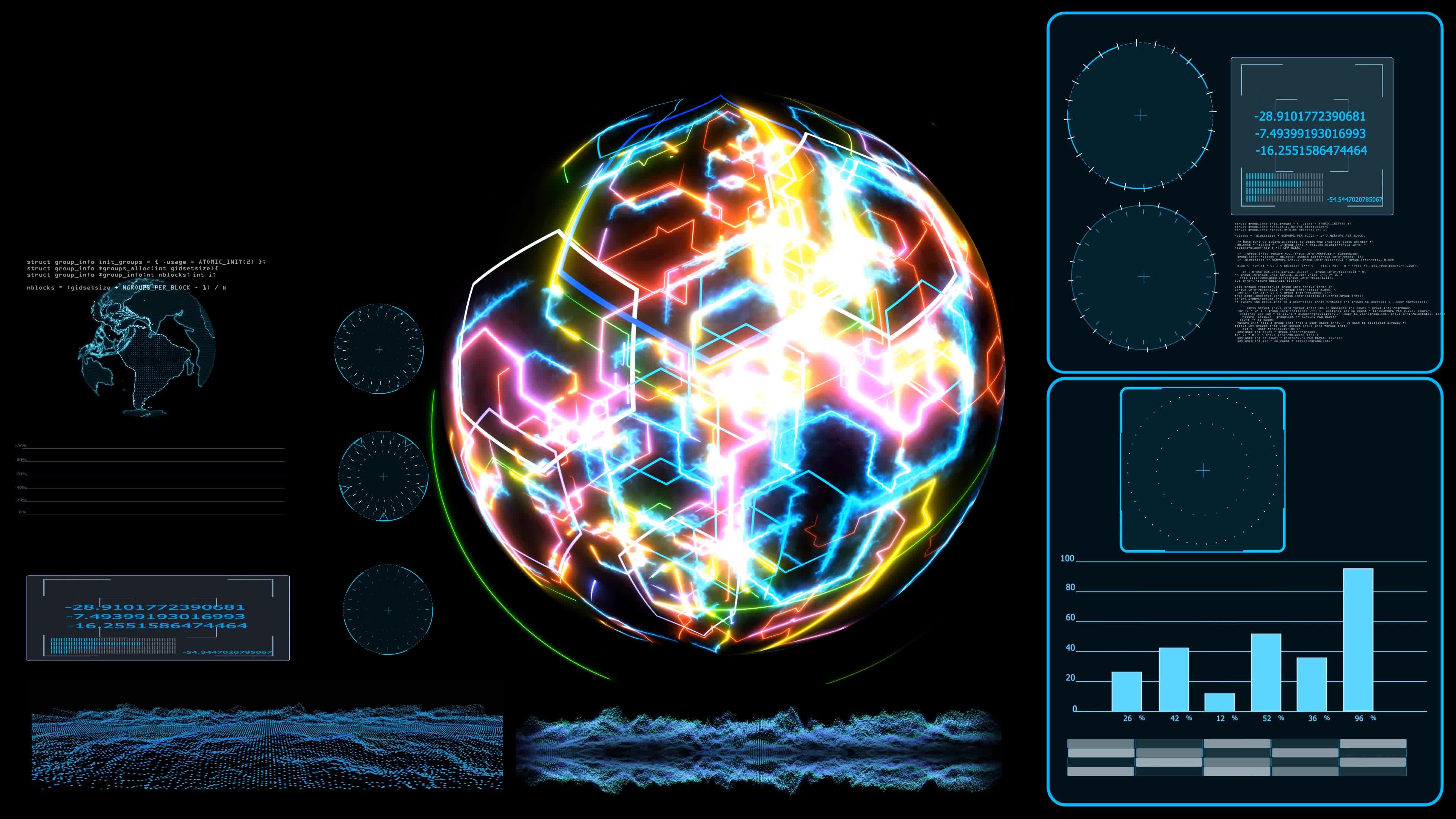 Quantum computer monitor futuristic technilogy digital holographic and ...