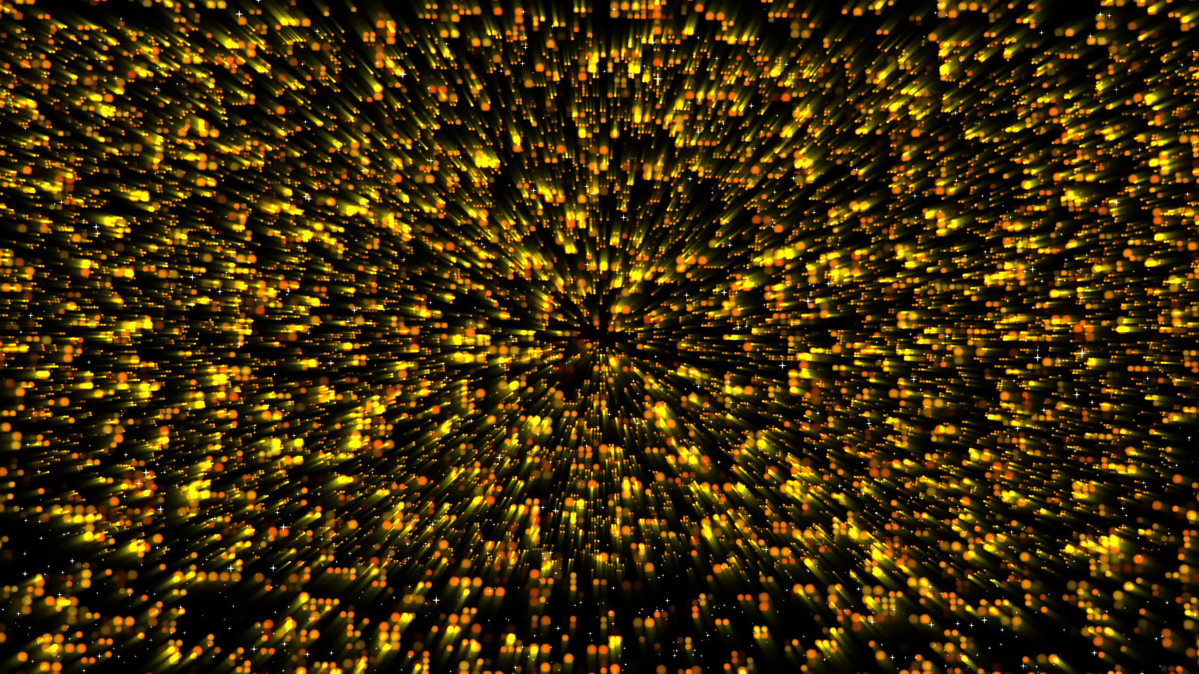 Abstract Dimension Yellow Glow Particles White Stars Pattern Waveform Oscillation Fast Move