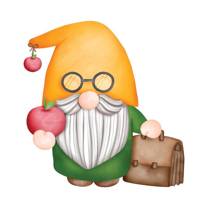Digital painting watercolor teacher gnome elements, Back to school ...