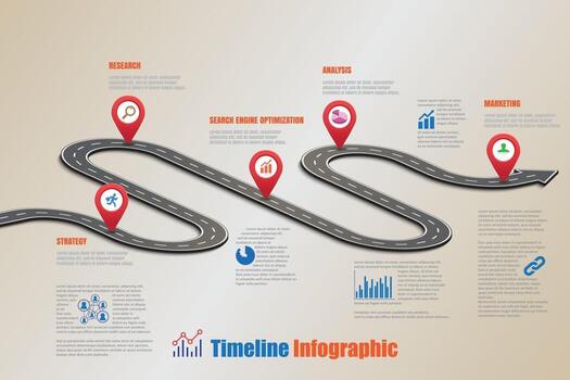 5 steps business roadmap timeline infographic, vector illustration ...