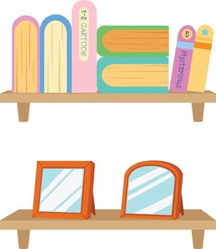 shelf with books and pot plant 4830544 Vector Art at Vecteezy