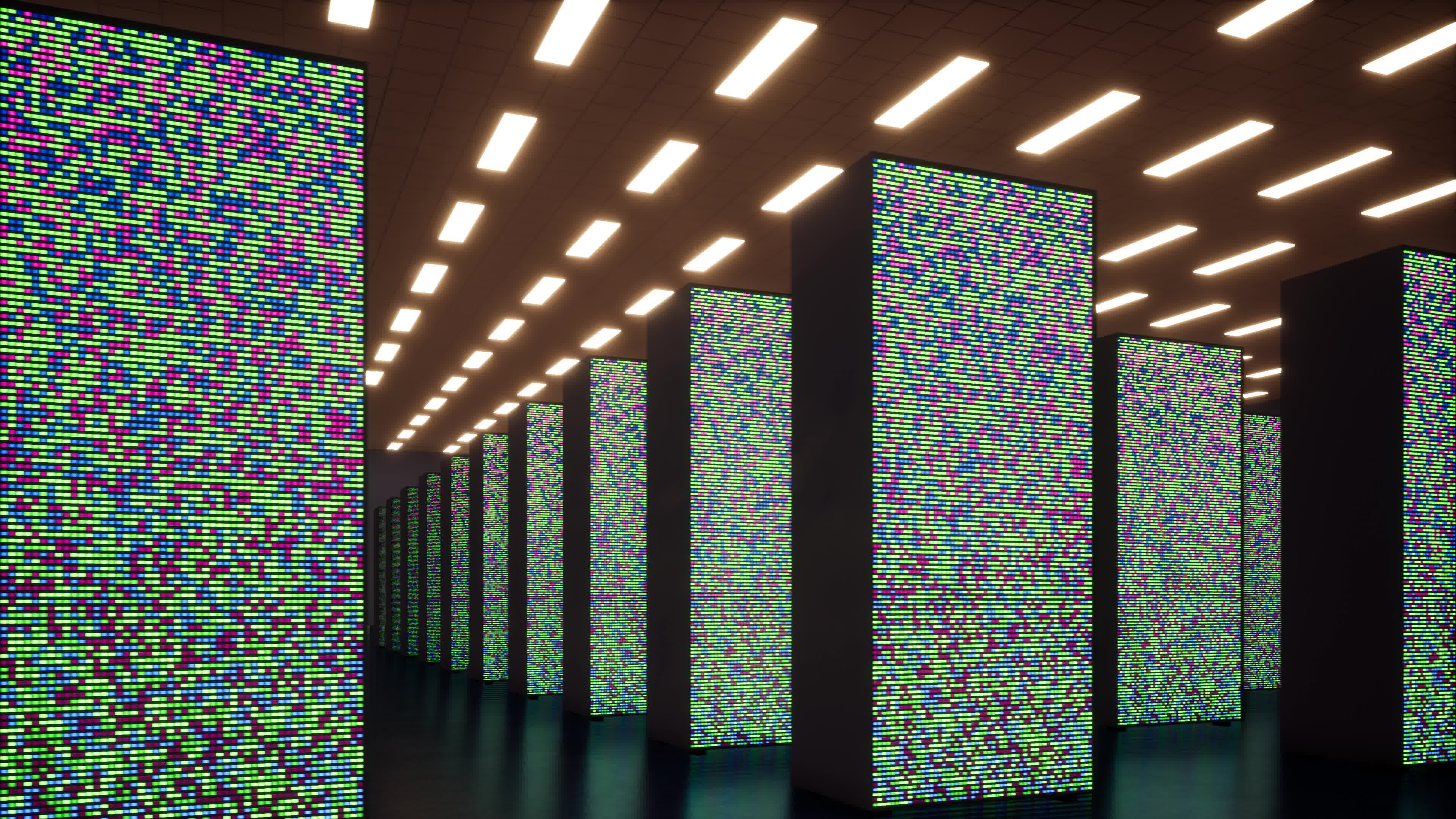 It Conceptual Representation Of Digitization Of Information Flow Moving Through Rack Servers In