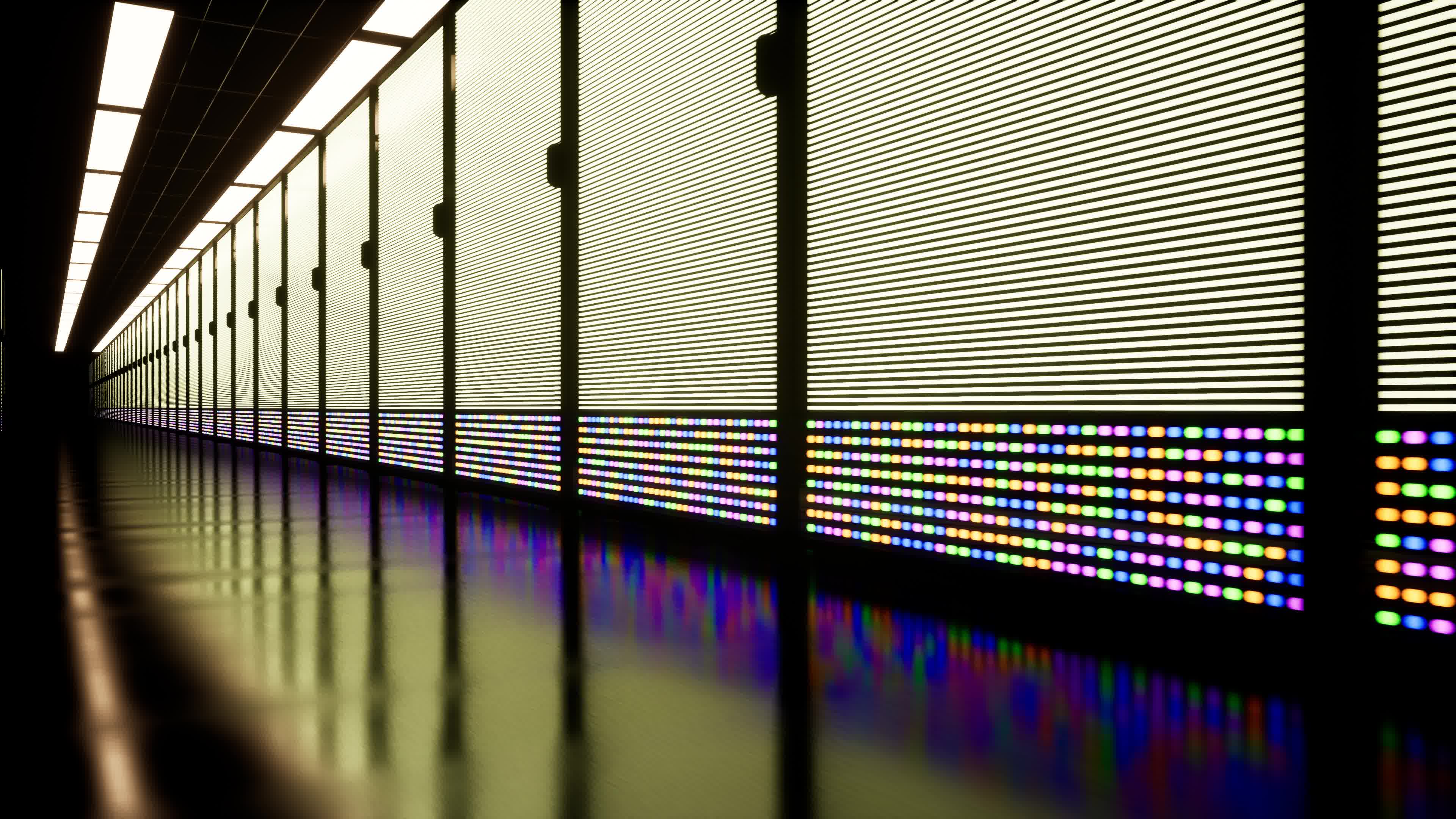 It Conceptual Representation Of Digitization Of Information Flow Moving Through Rack Servers In