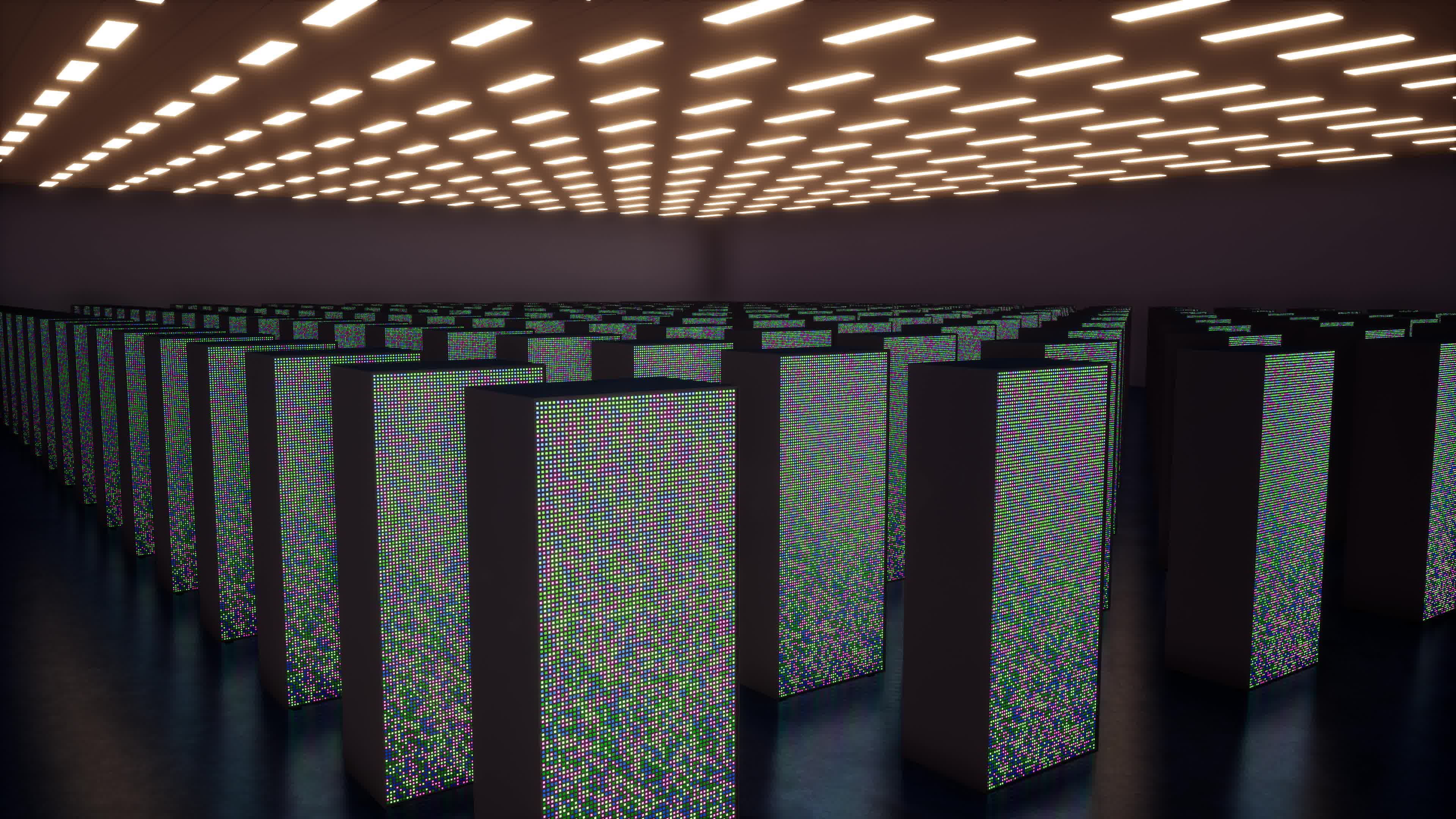 It Conceptual Representation Of Digitization Of Information Flow Moving Through Rack Servers In
