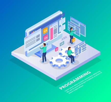 Isometric Programming Vector Art, Icons, and Graphics for Free Download