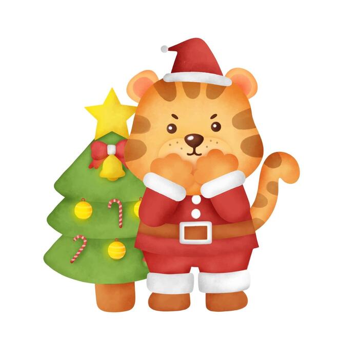 Watercolor tiger christmas card 3291468 Vector Art at Vecteezy
