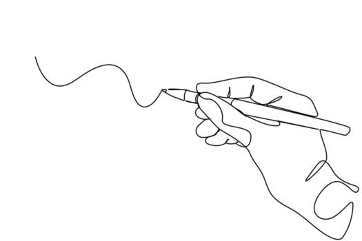 continuous line drawing of hand drawing line with pen 3366819 Vector ...