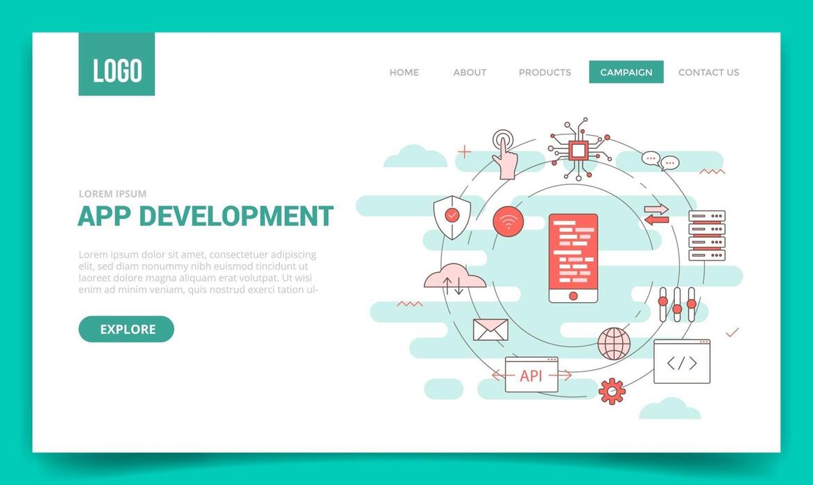 Mobile App Development Banner Vector Art, Icons, and Graphics for Free ...