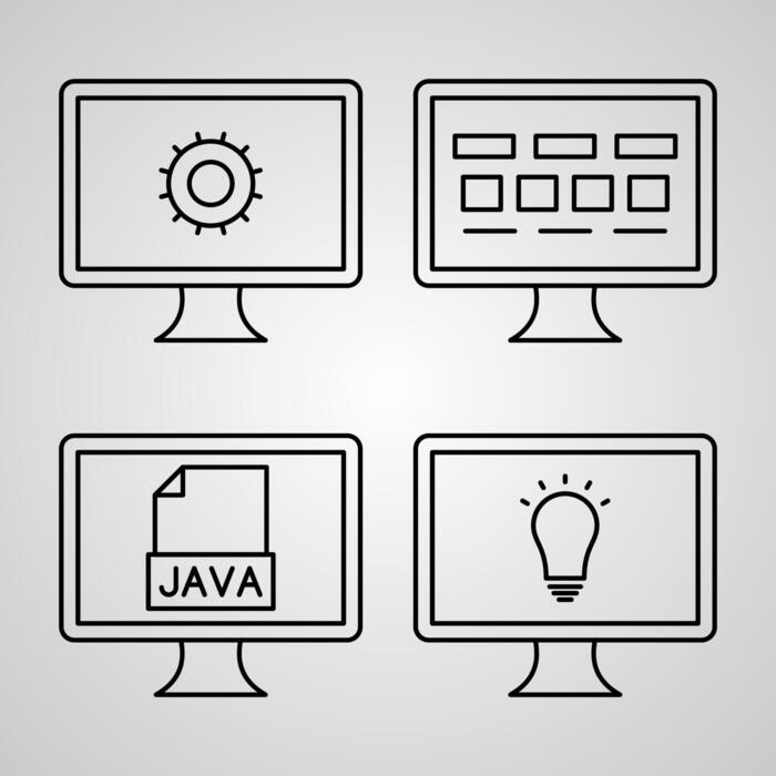 Computer Programming Icon Collection White Color Background 3364282 ...