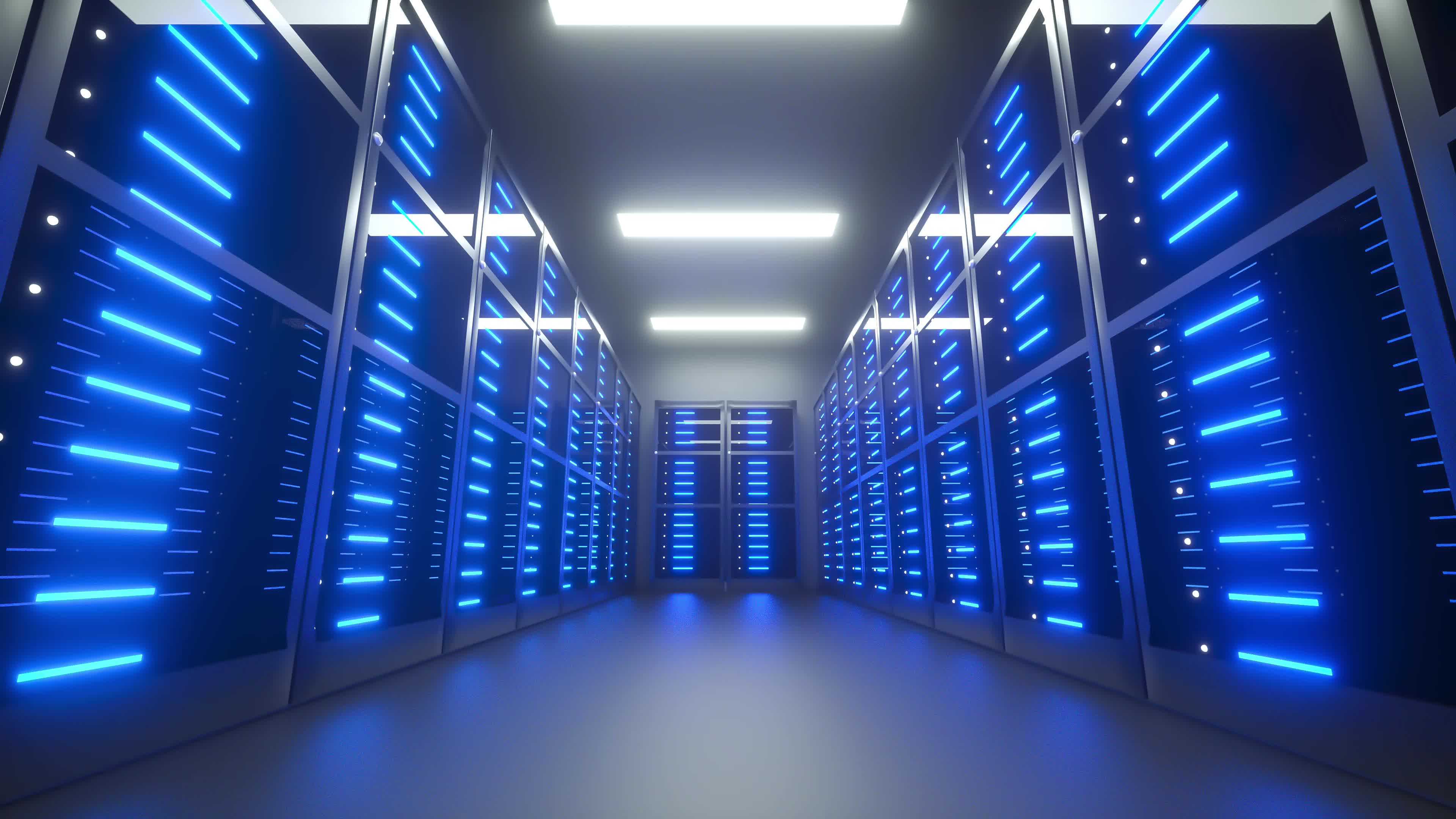 Datacenter Server Room Walkthrough Animation 3d Render 4k 3446579 Stock Video At Vecteezy