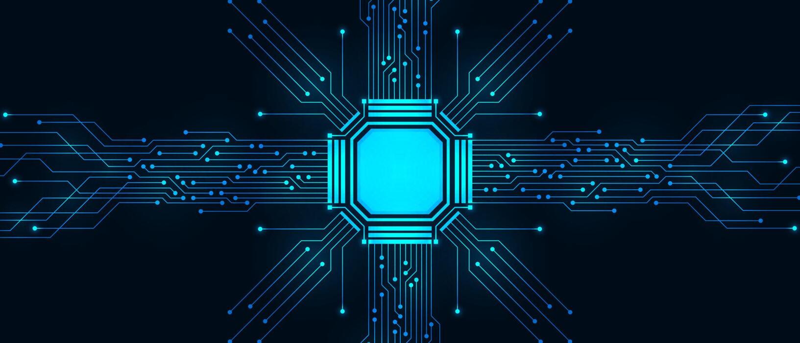 Abstract Digital Global Technology Background Blue Circuit Board Pattern Microchip Power Line