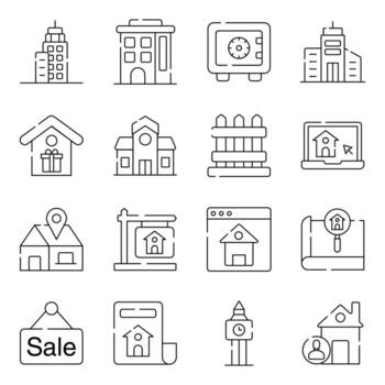 Pack of Real Estate and Property Linear Icons 3506422 Vector Art at ...