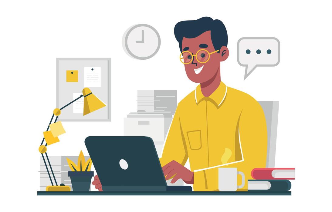 Man With Computer Vector Art, Icons, and Graphics for Free Download