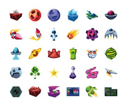 video game set 3719081 Vector Art at Vecteezy