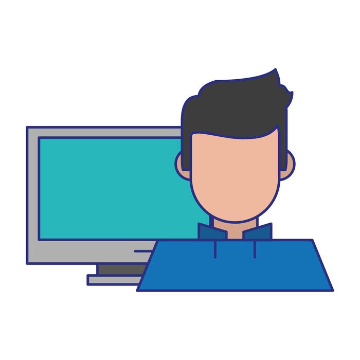 Man On Pc Vector Art, Icons, and Graphics for Free Download