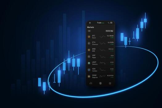 Investing and stock market concept with crypto currency and forex ...