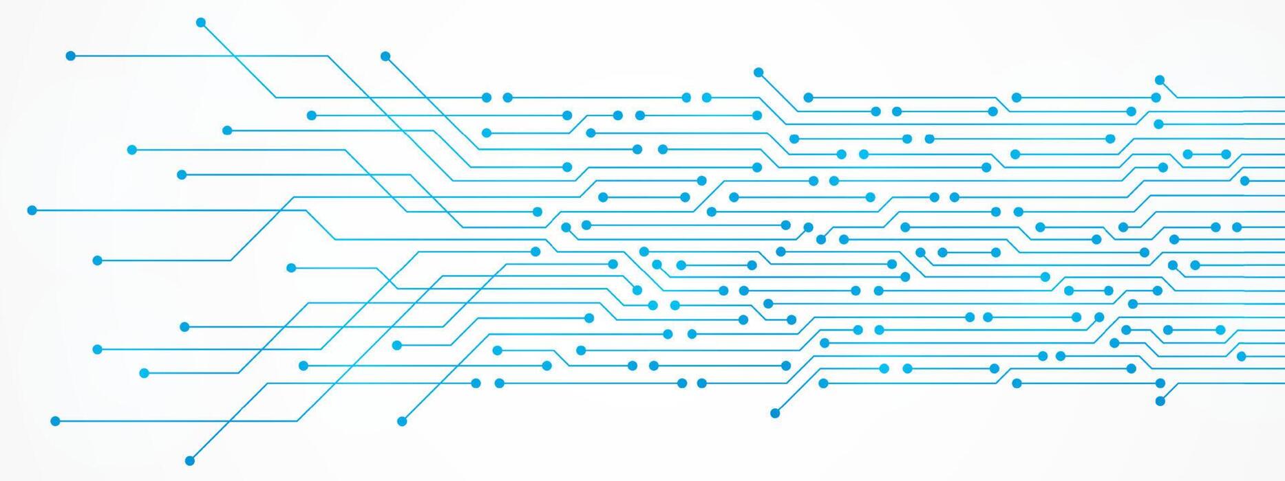 Abstract Digital Global Technology Background Blue Circuit Board Pattern Microchip Power Line