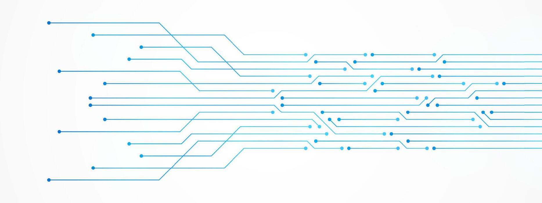 Abstract Digital Global Technology Background Blue Circuit Board Pattern Microchip Power Line