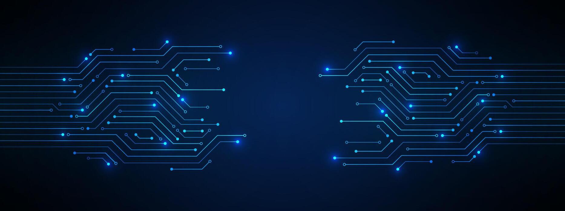 Abstract Digital Global Technology Background Blue Circuit Board Pattern Microchip Power Line