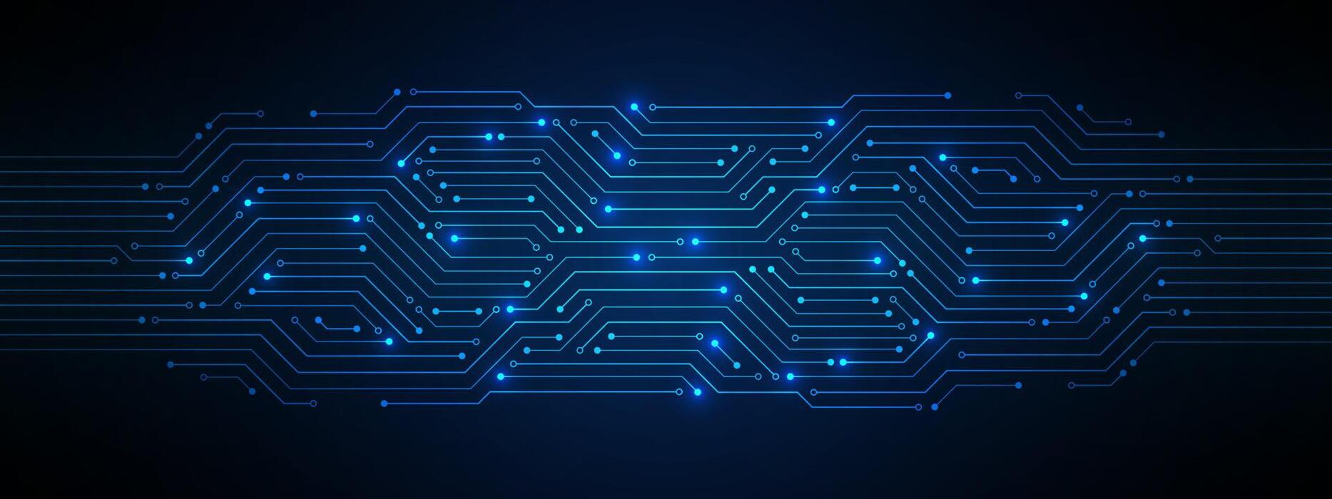 Abstract Digital Global Technology Background Blue Circuit Board Pattern Microchip Power Line