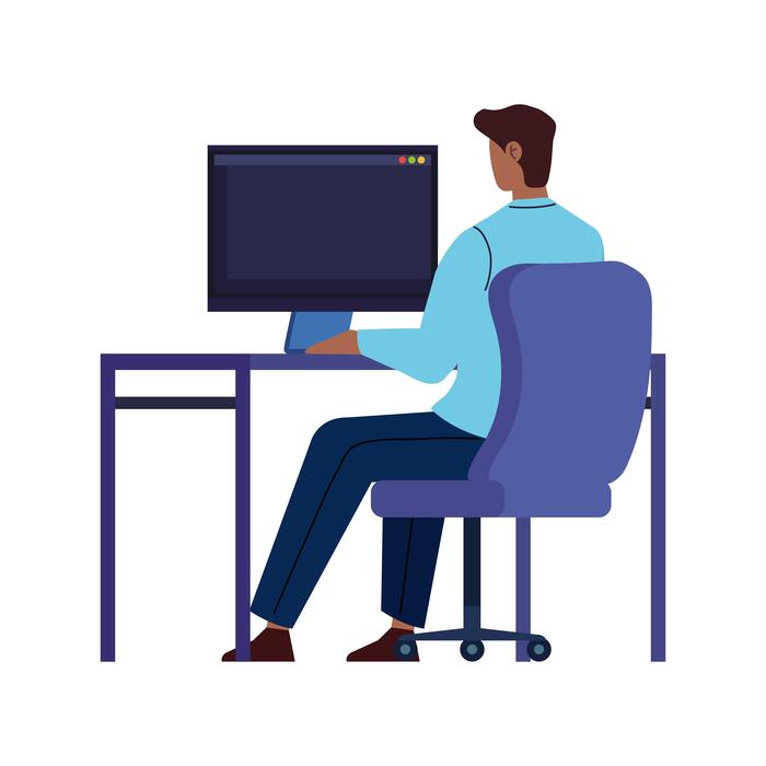 Man With Computer Vector Art, Icons, and Graphics for Free Download
