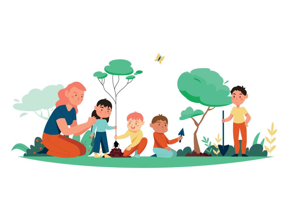 Kids Planting Vector Art, Icons, and Graphics for Free Download