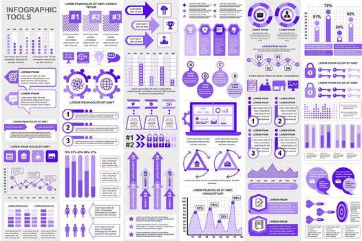 Bundle infographic elements data visualization vector design template ...