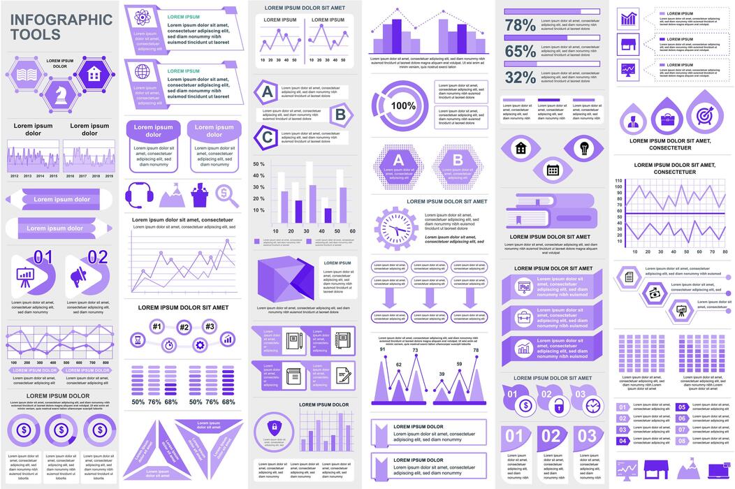 Bundle infographic elements data visualization vector design template ...