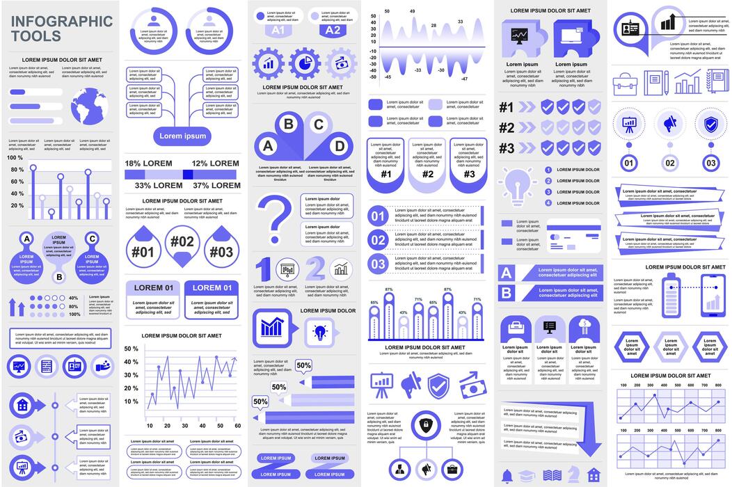 Bundle infographic elements data visualization vector design template ...