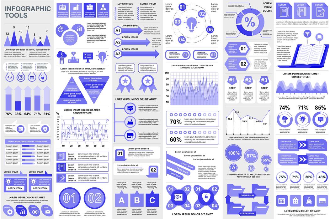 Bundle infographic elements data visualization vector design template ...