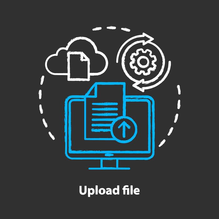 Upload file red concept icon. Data transfer idea thin line illustration. Downloading and cloud ...
