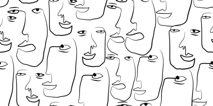 One continuous line drawing faces, fashion minimalist patterns. 4374184 ...