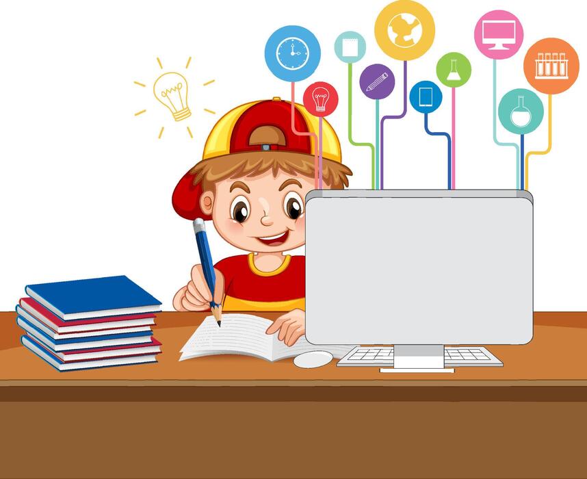 Boy On Computer Vector Art, Icons, and Graphics for Free Download
