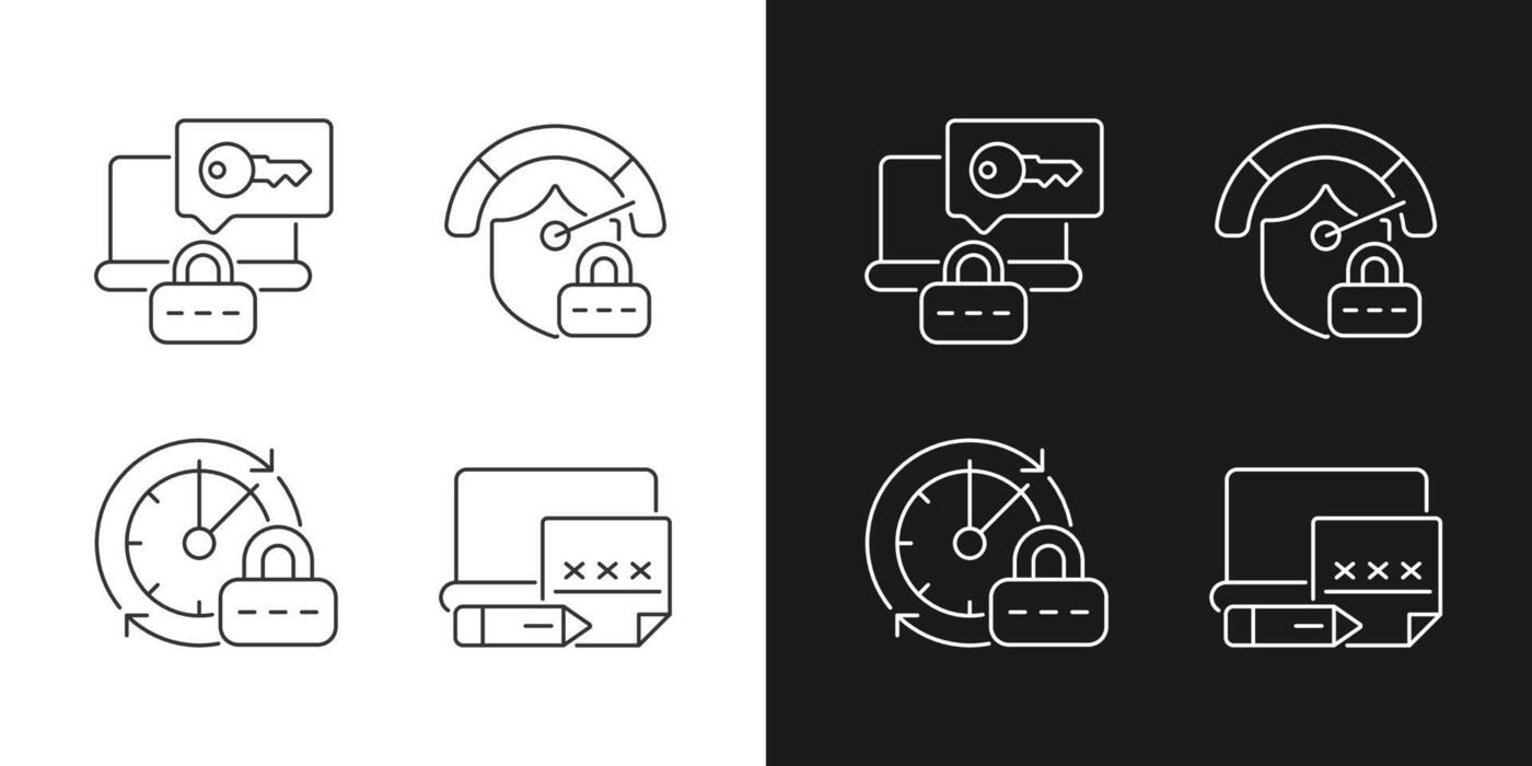 Password Protection Linear Icons Set For Dark And Light Mode Social
